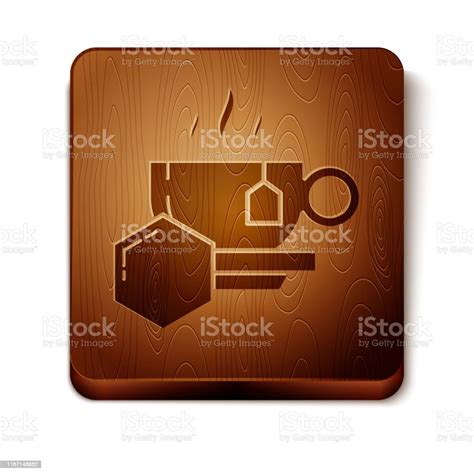 흰색 배경에 고립 된 꿀 아이콘이있는 갈색 차 컵 달콤한 천연 식품 나무 사각형 버튼입니다 벡터 일러스트레이션 0명에 대한 스톡 벡터 아트 및 기타 이미지 Istock