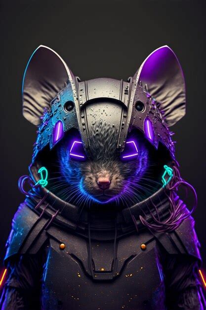 Neon Stripes Of Tomorrow Cyber Mouse In Scifi Punk 3d Art Ai Generated