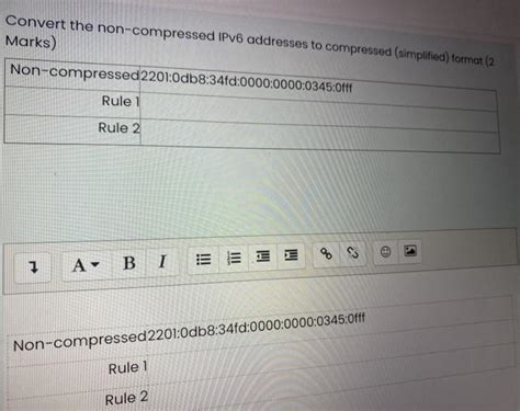 Solved Convert The Non Compressed IPv Addresses To Chegg Com