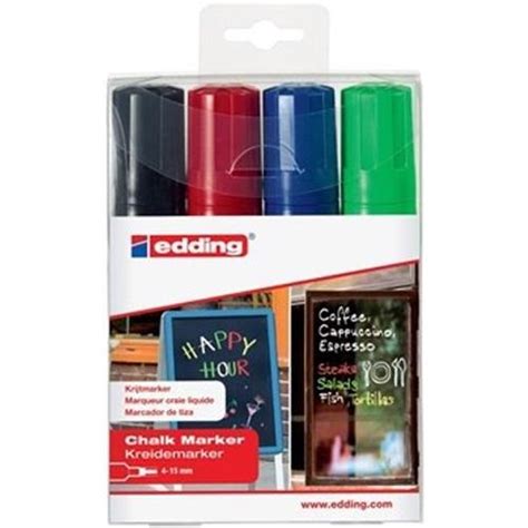Edding 4090 Chalk Markers Chisel Tip Assorted Pack Of 4 4 4090 4999