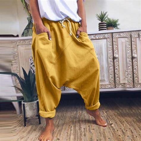 【新品未使用】【即日配送】メンズ ハーレムパンツ カジュアル ヒップホップ 綿麻 Xl 黄色 メルカリ