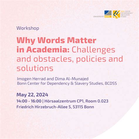 Workshop Why Words Matter In Academia Challenges And Obstacles