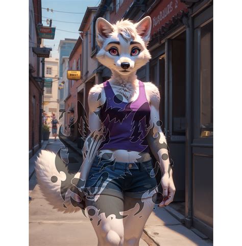 Anthro Arctic Fox Girl Image Digital Download Hd Image Set Unique