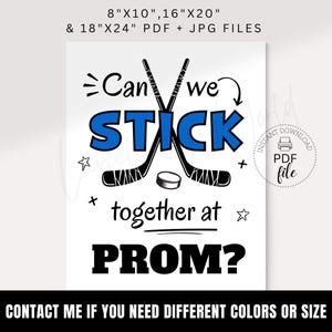 Printable Ice Hockey Promposal Sign Can We Stick Together At Prom