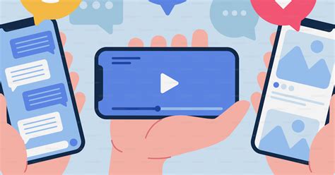 그 위에 소셜 미디어 아이콘이 있는 스마트폰을 들고 있는 세 손 벡터 Unsplash의 소셜 미디어 이미지