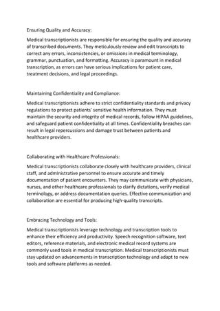 Words Matter Examining The Work Of Medical Transcriptionists DOCX