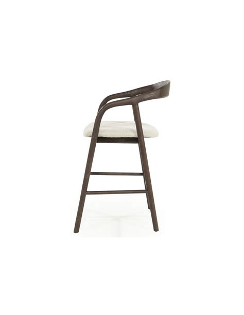 Rayven Lav Barstol I Asktræ Og Polyester H94 Cm Mørkebrun Beige