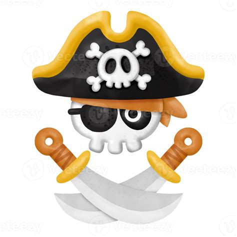 Skull Pirate Captain Watercolor Clipart 11026670 Png
