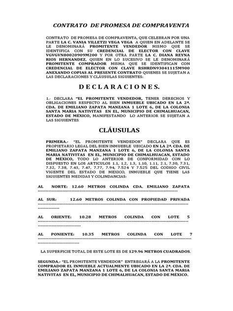 Contrato De Promesa De Compraventa Descargar Gratis Pdf Conceptos