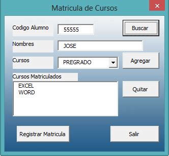 Programacion Con Visual Basic Para Aplicaciones VBA Excel Ingreso