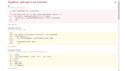 Javascript Typeerror Pathsplit Is Not A Function In React Hook Form