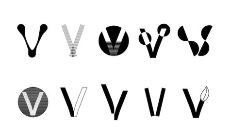 문자 V 컬렉션이 있는 모노그램 세트 로고 프리미엄 벡터