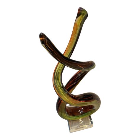 Mid Century Glass Art Sculpture Multi Color Swirl Chairish