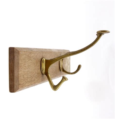 European Vintage Brass Hook Rack On Wooden Plank Olde Good Things