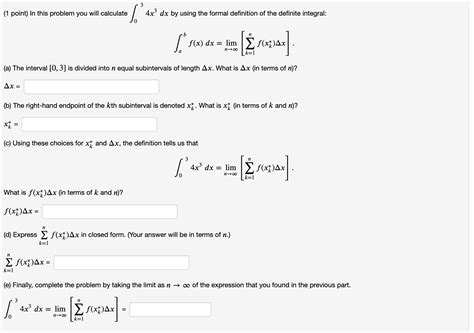 Solved Point In This Problem You Will Calculate X Dx Chegg