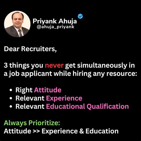 Priyank Ahuja On Linkedin Always Prioritize Attitude Experience