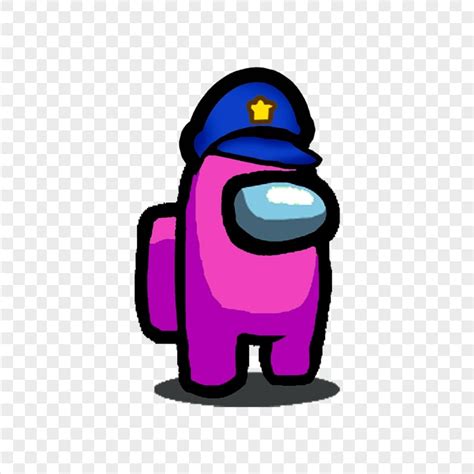 Hd Pink Among Us Crewmate Character With Police Hat Png Citypng