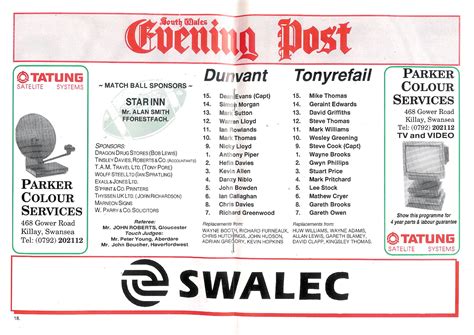 Dunvant Rfc Swansea Wales Rugby Club Programmes At Rugby Relics