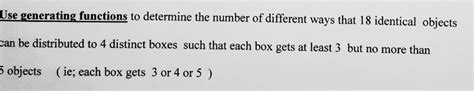 Use Generating Functions To Determine The Number Of Chegg