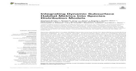 Pdf Integrating Dynamic Subsurface Habitat Metrics Into Species €¦ · Integrating Vertical