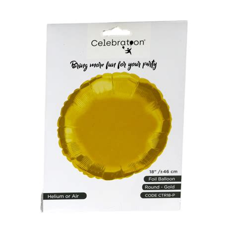 Balão Redondo Metalizado Dourado 18 Polegadas Aprox 46cm Com 1 Unidade Flutua No Gás Hélio