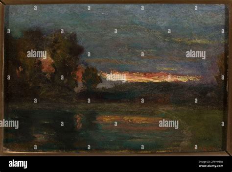 Landscape Dusk At The Waterside By Jean Baptiste Camille Corot Stock