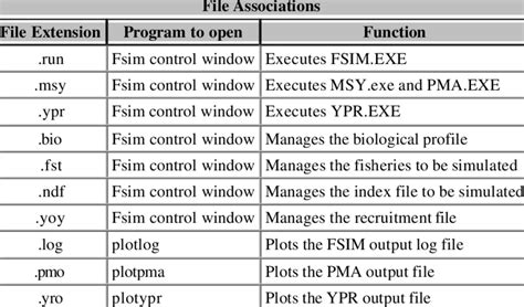 File Associations That Will Facilitate Using The Fsim Software