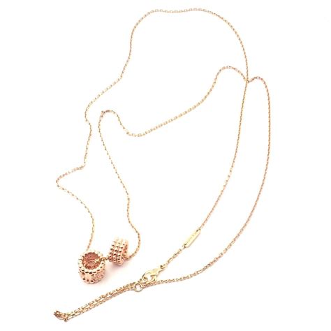 Van Cleef And Arpels Diamond Perlee Clover 2 Pendants Chain Rose Gold