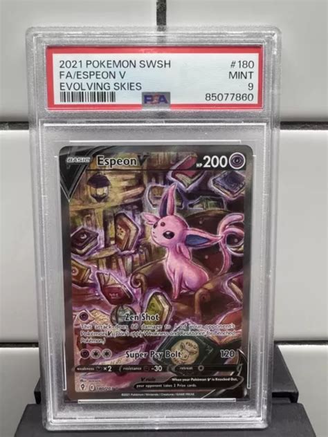 Psa 9 Mint Pokemon Card Espeon V Alt Art 180203 Evolving Skies Eur 94