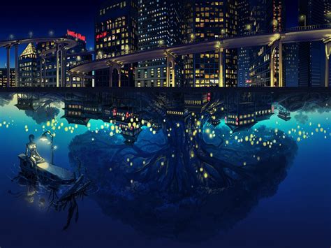 Tổng hợp hình nền thành phố về đêm anime cực ấn tượng