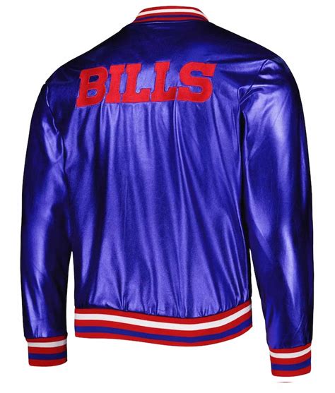 Buffalo Bills Metallic Royal Blue Real Leather Jacket Leatherstylo