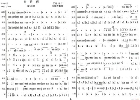 紫竹调民乐合奏朱晓谷编曲版 器乐乐谱 中国曲谱网