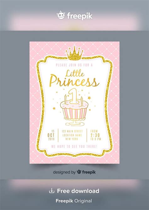 Ручной обращается принцесса приглашение на вечеринку Премиум векторы