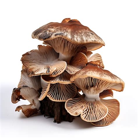 Premium Photo Elm Oyster Mushroom Fanshaped Caps Dead Elm Log Grows