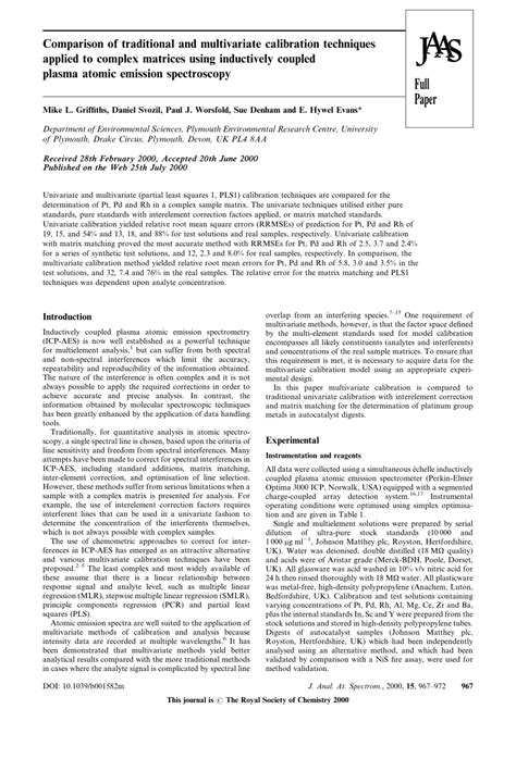 Pdf Comparison Of Traditional And Multivariate Calibration Techniques Applied To Complex
