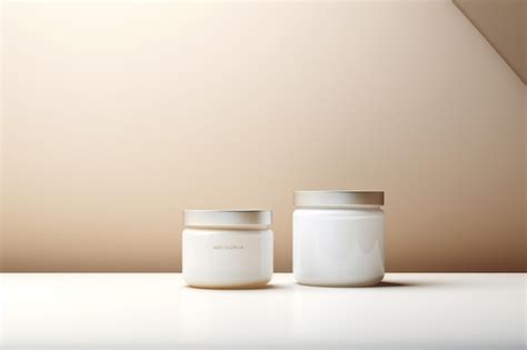 Premium Photo Mockup Of A White Glass Jar With A Golden Lid 3d Rendering