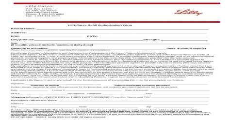Download Pdf Lilly Cares Refill Authorization Form Patient Name