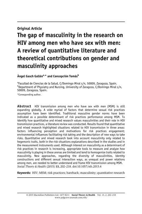 Pdf The Gap Of Masculinity In The Research On Hiv Among Men Who Have