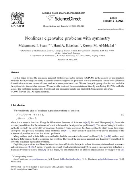 Pdf Nonlinear Eigenvalue Problems With Symmetry