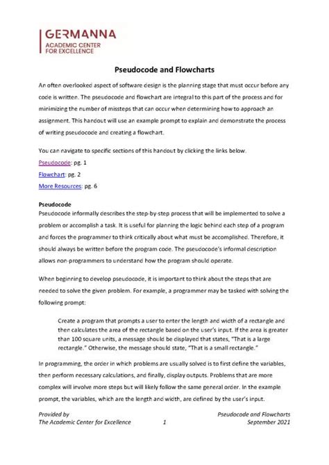 Pseudocode And Flowcharts