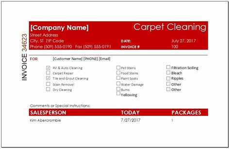 Carpet Cleaning Invoice Template