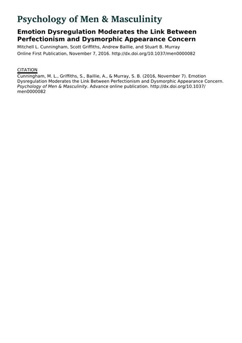 PDF Emotion Dysregulation Moderates The Link Between Perfectionism