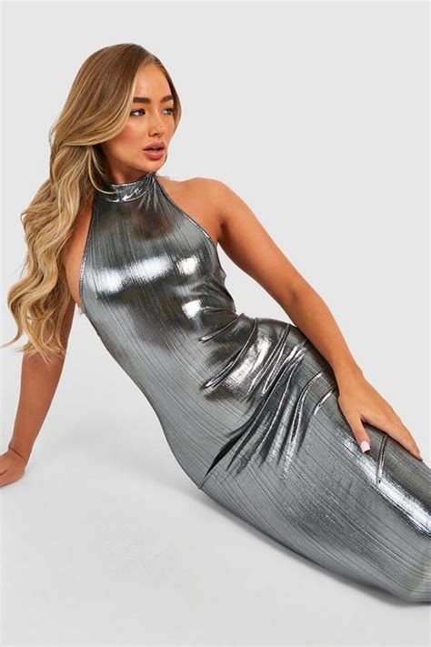 Robe Longue Texturée Dos Nu Boohoo Fr