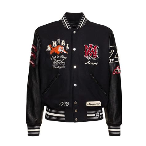 Amiri Vintage Patch Varsity Bomber Black Creme321