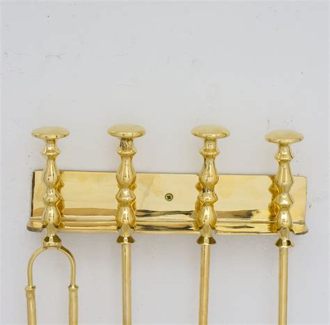 Wall Mounted Solid Brass Fireplace Tools Handcrafted Fireplace Set