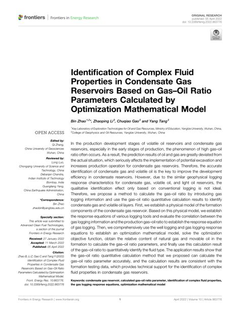 (PDF) Identification of Complex Fluid Properties in Condensate Gas Reservoirs Based on Gas–Oil ...