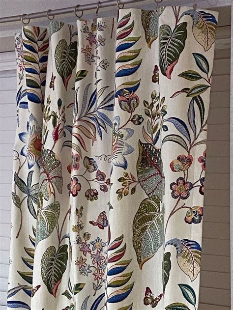 Bright Botanical Curtains Butterfly Garden Fabric Decor Rod Pocket