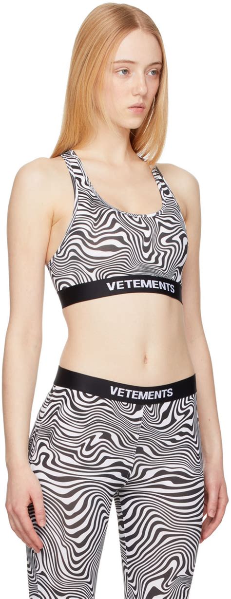 Vetements Black And White Zebra Print Sports Bra Vetements