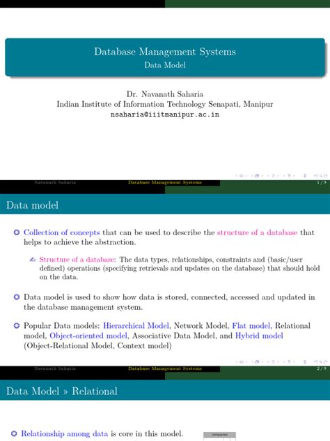 Dbms2removed Pdf Data Model Relational Model