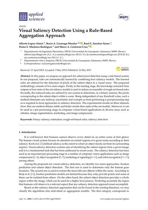 Pdf Visual Saliency Detection Using A Rule Based Aggregation Approach